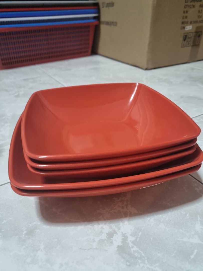 Red Square Plates, Furniture & Home Living, Kitchenware & Tableware ...