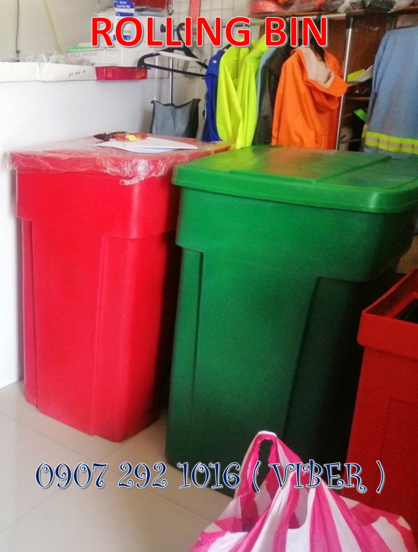 Rolling bin trash bin w/wheels 150L 327, Furniture & Home Living ...