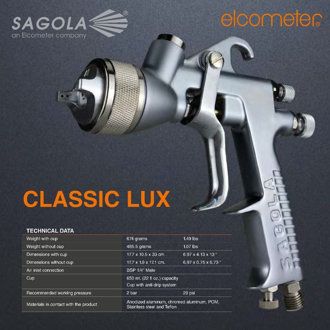Sagola Classic Lux Gravity Cup paint spray gun, Hobbies & Toys ...
