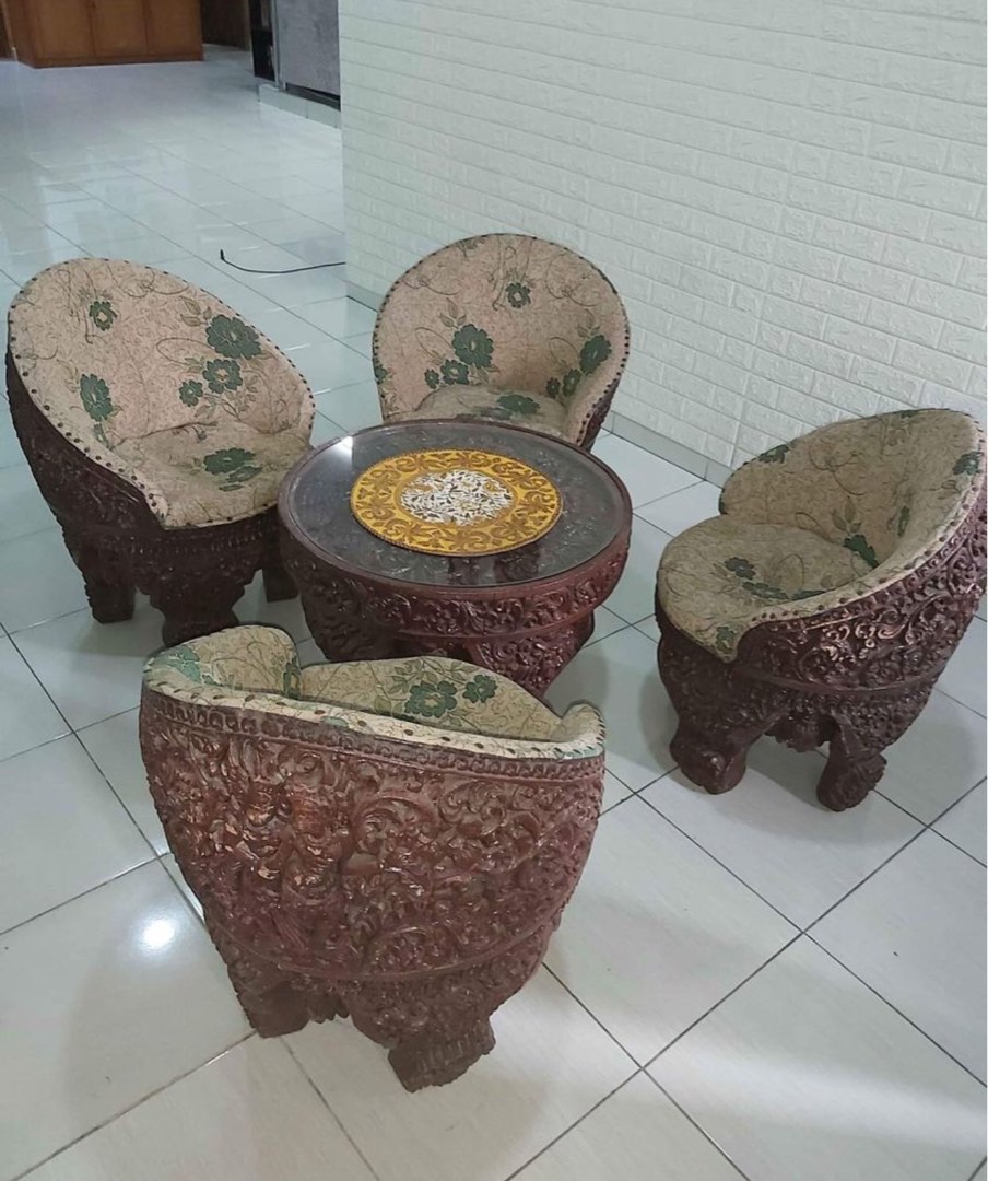 Set kursi antik pohon kelapa, Antik, Furnitur di Carousell