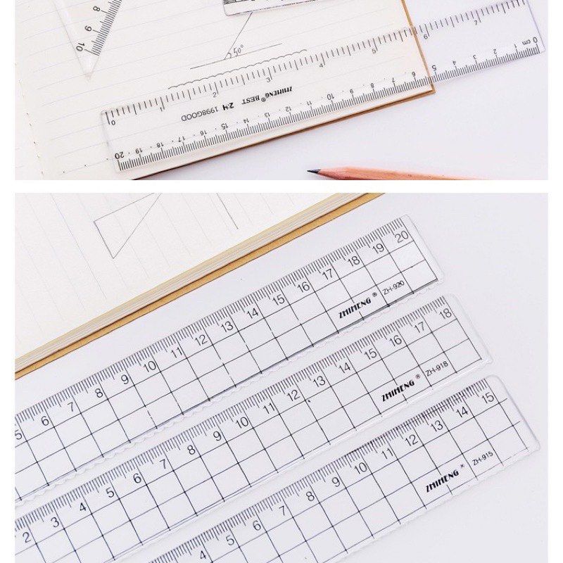 [Set of Rulers] Muji-Style Simple Transparent Acrylic Protractor Ruler ...