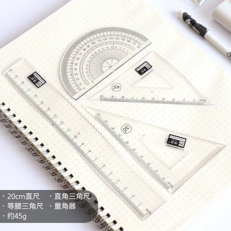 [Set of Rulers] Muji-Style Simple Transparent Acrylic Protractor Ruler ...