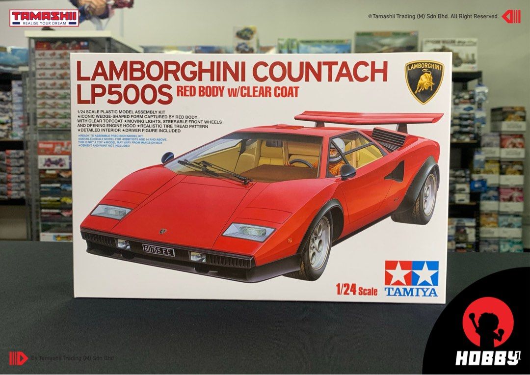 Tamiya Lamborghini Countach LP500S (Clear Coat Red Body), Hobbies ...