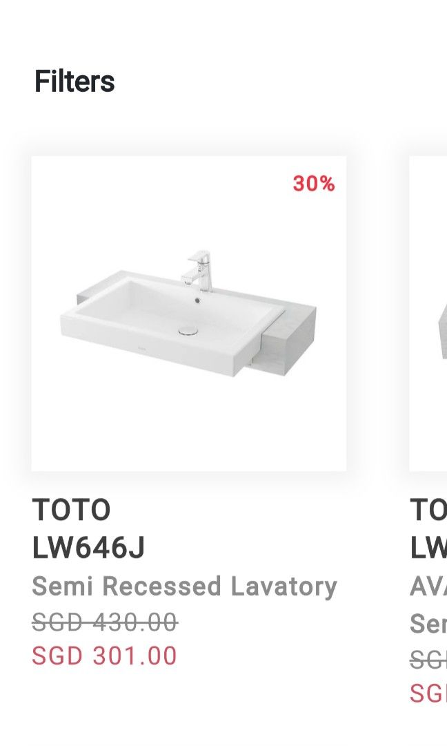 Toto Semi Recessed Wash Basin, Furniture & Home Living, Bathroom ...
