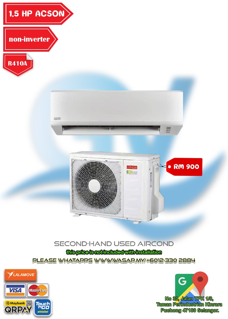 Used Acson Eco Cool 1.5HP Wall Mounted Type R410A /Non-Inverter AC ...