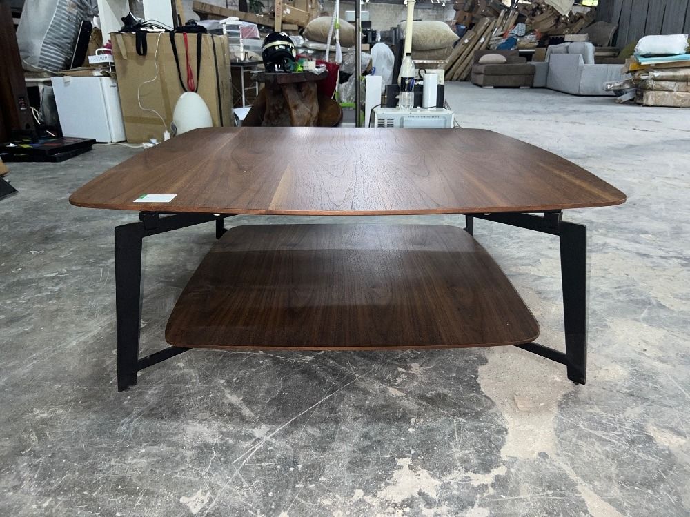 Wooden Top Metal Legged Coffee Table Dark Brown Colour / Meja Kopi ...