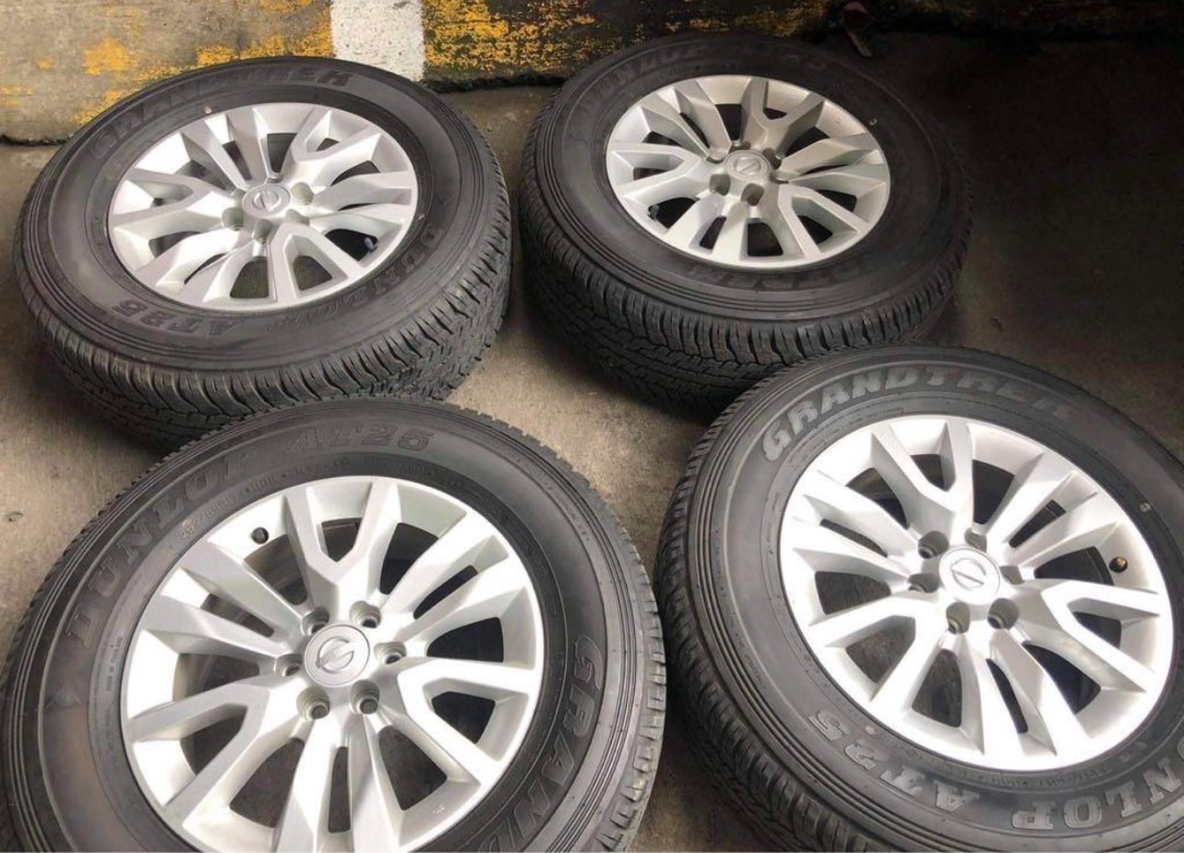 17” Nissan Terra stock used mags 6Holes pcd 114 w/255-65-r17 Dunlop used tires, Car Parts ...
