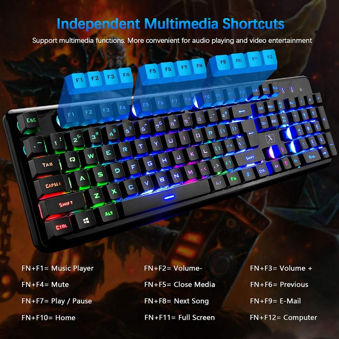 2126) Rechargeable Keyboard and Mouse,Suspended Keycap Mechanical Feel ...