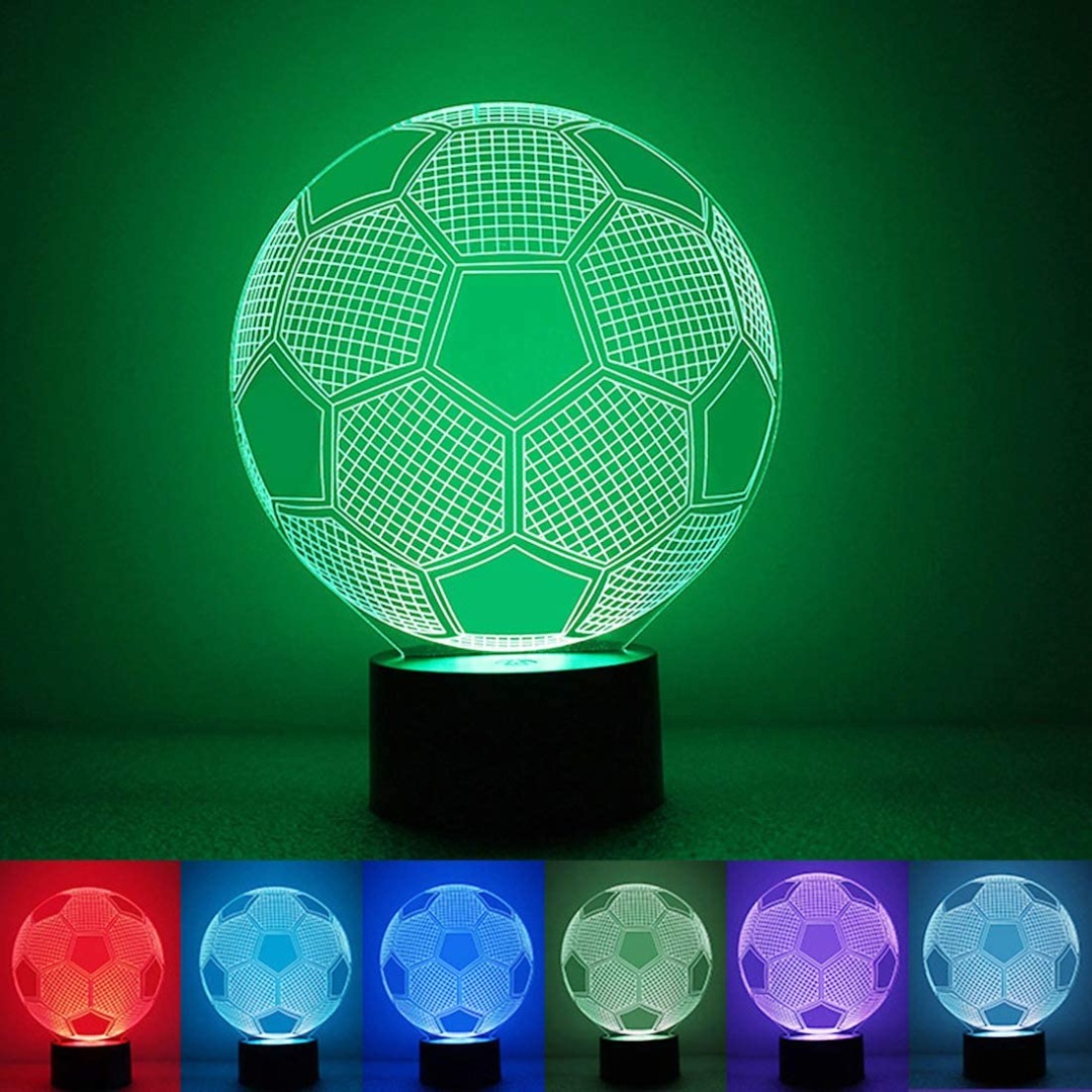 3D Illusion Football Lights Lamp Soccer Night Lights for Kids 16 LED ...