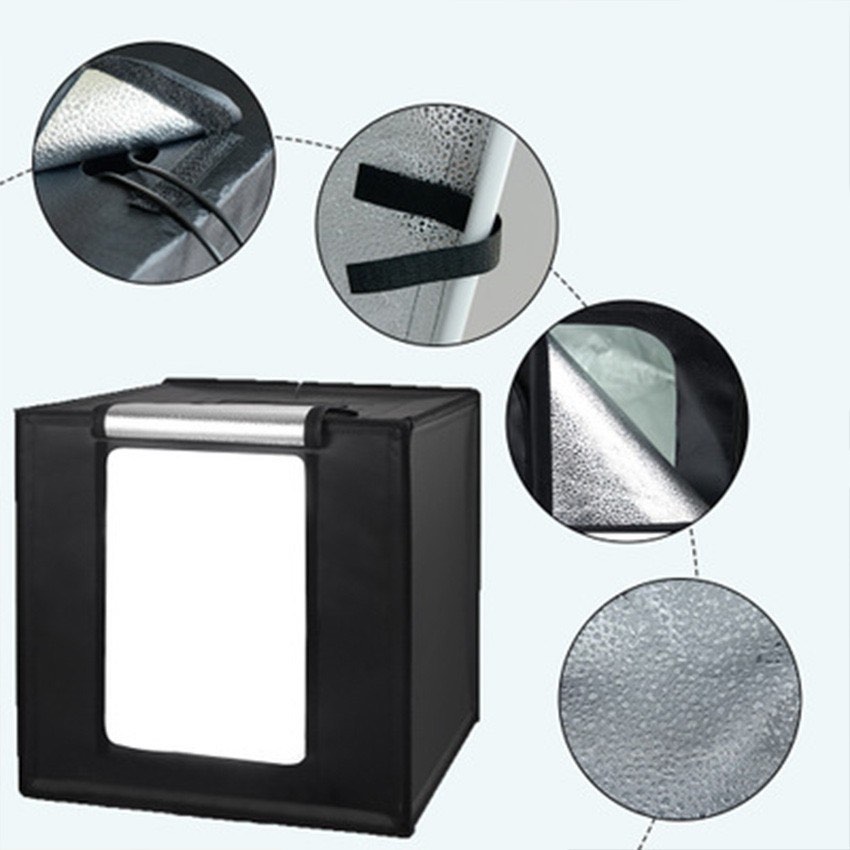 80cm Portable Folding Studio Diffuse Box Lightbox With LED Light Black ...