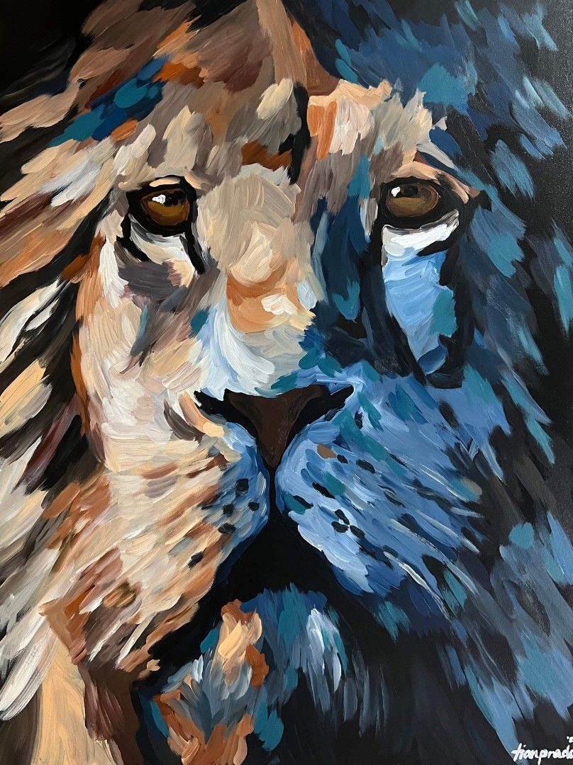 Abstract Lion Painting "Lion Series 6", Hobbies & Toys, Stationary ...