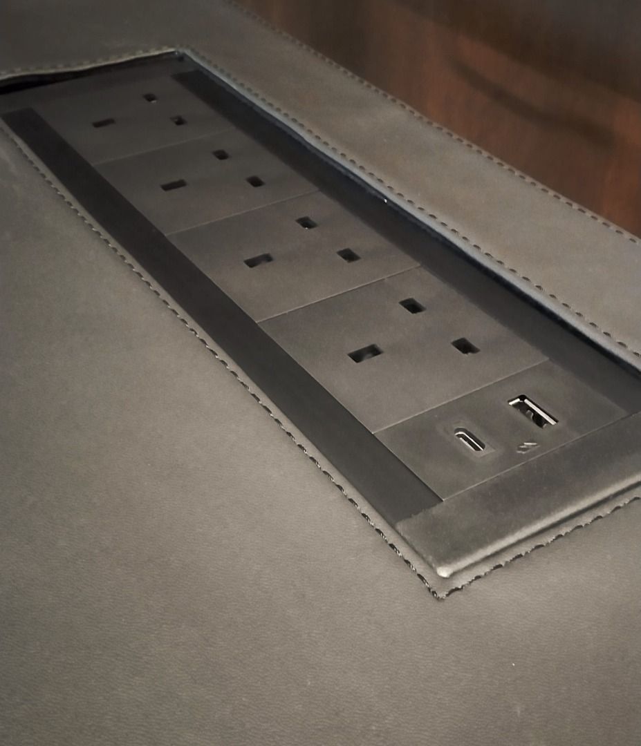 Adjustable height desk with power sockets, Furniture & Home Living ...