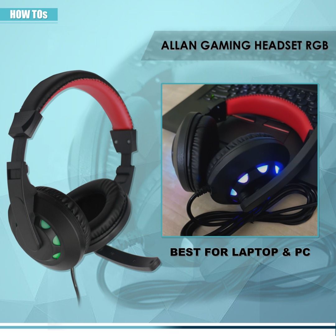 ALLAN GAMING HEADSET RGB, A-65 with MICROPHONE and SOFT EAR MUFF, 1.5 ...