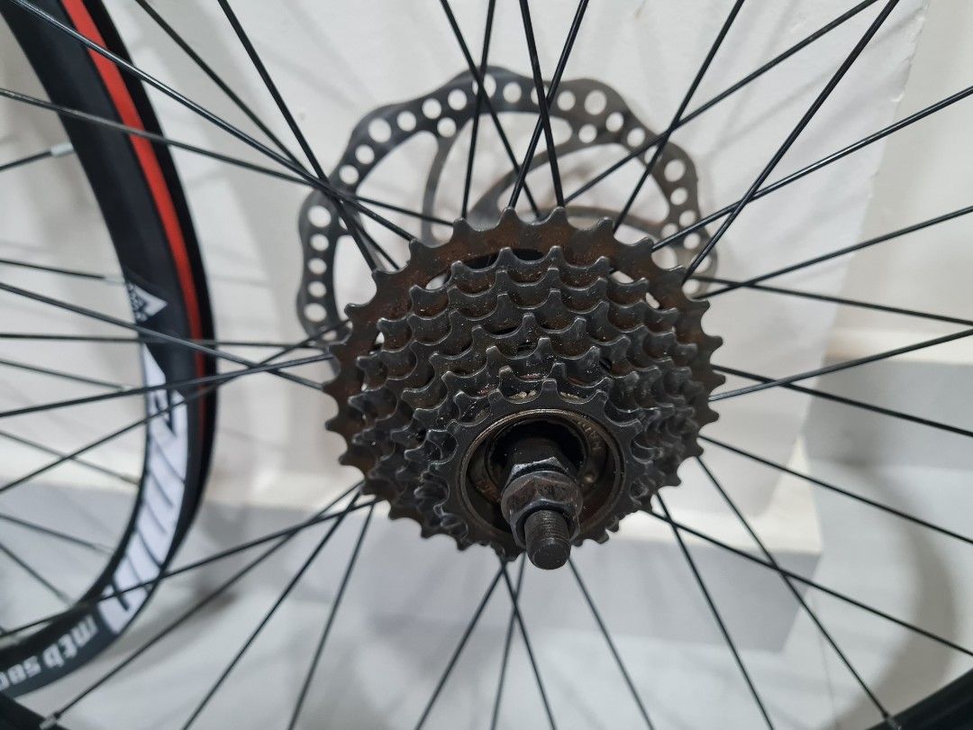 Amin 26 inch black wheelset rims rim wheel set brake disc Shimano 8 ...