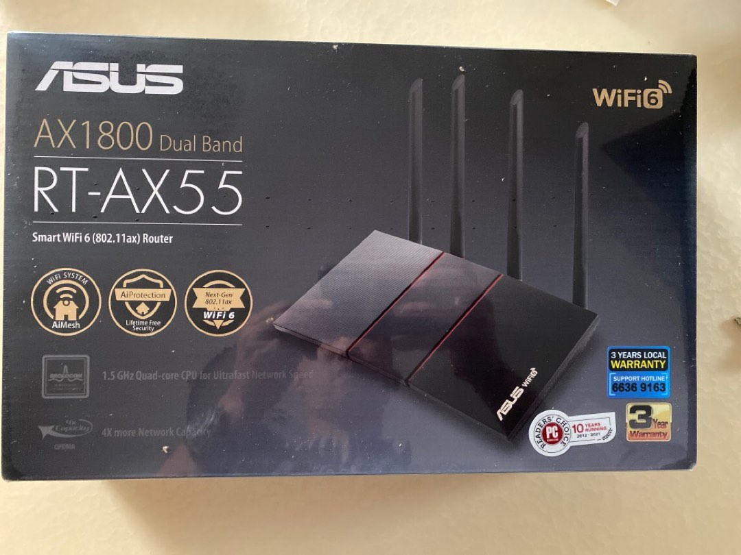 Asus AX1800 Wifi6 RT-AX55 (new in original packaging), Computers & Tech ...