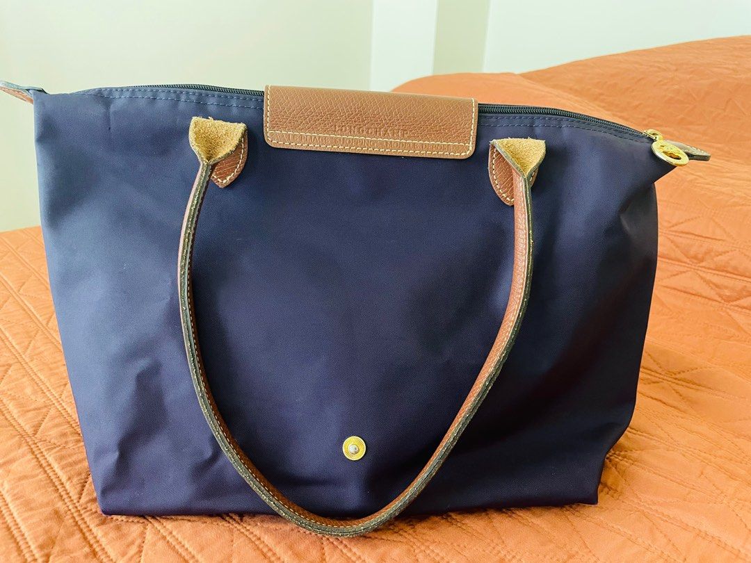 Authentic Longchamp Le Pliage Classic Small Long Handle Navy Blue ...