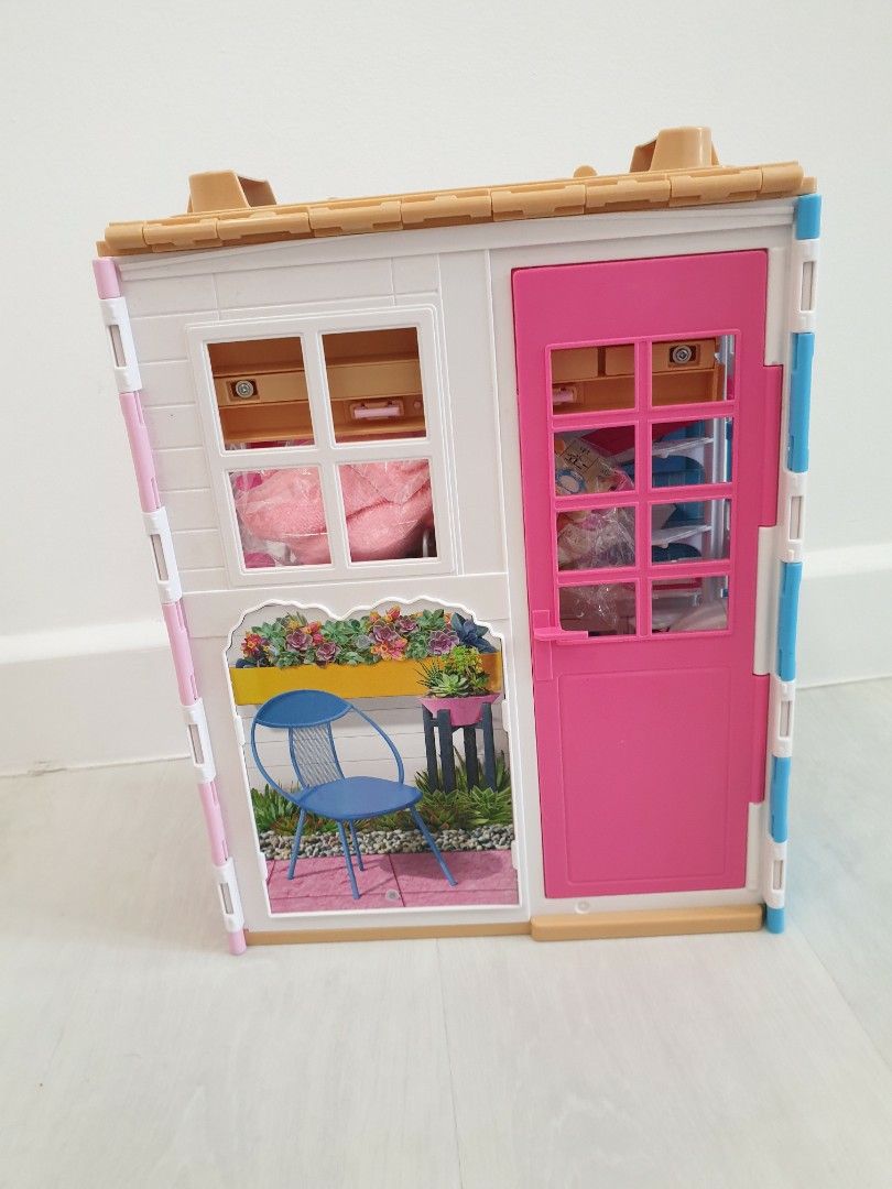 Barbie doll folding house with toilet bathroom kitchen tv bed ...