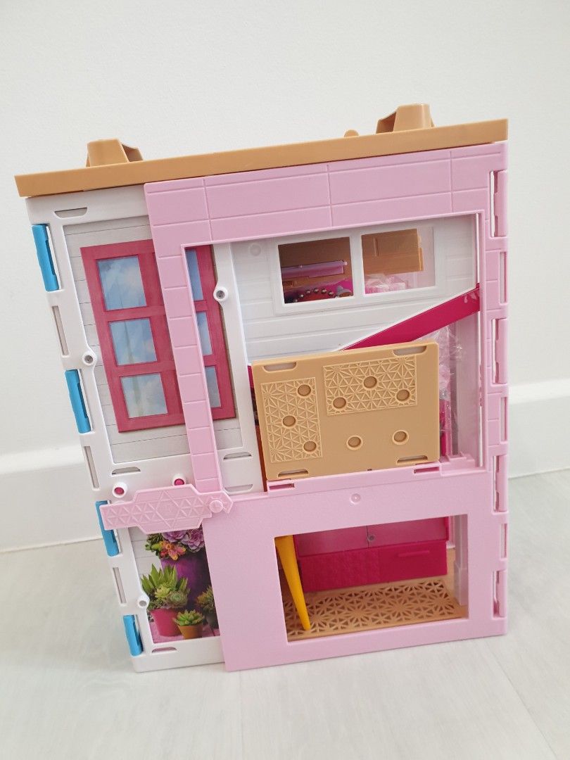 Barbie doll folding house with toilet bathroom kitchen tv bed ...