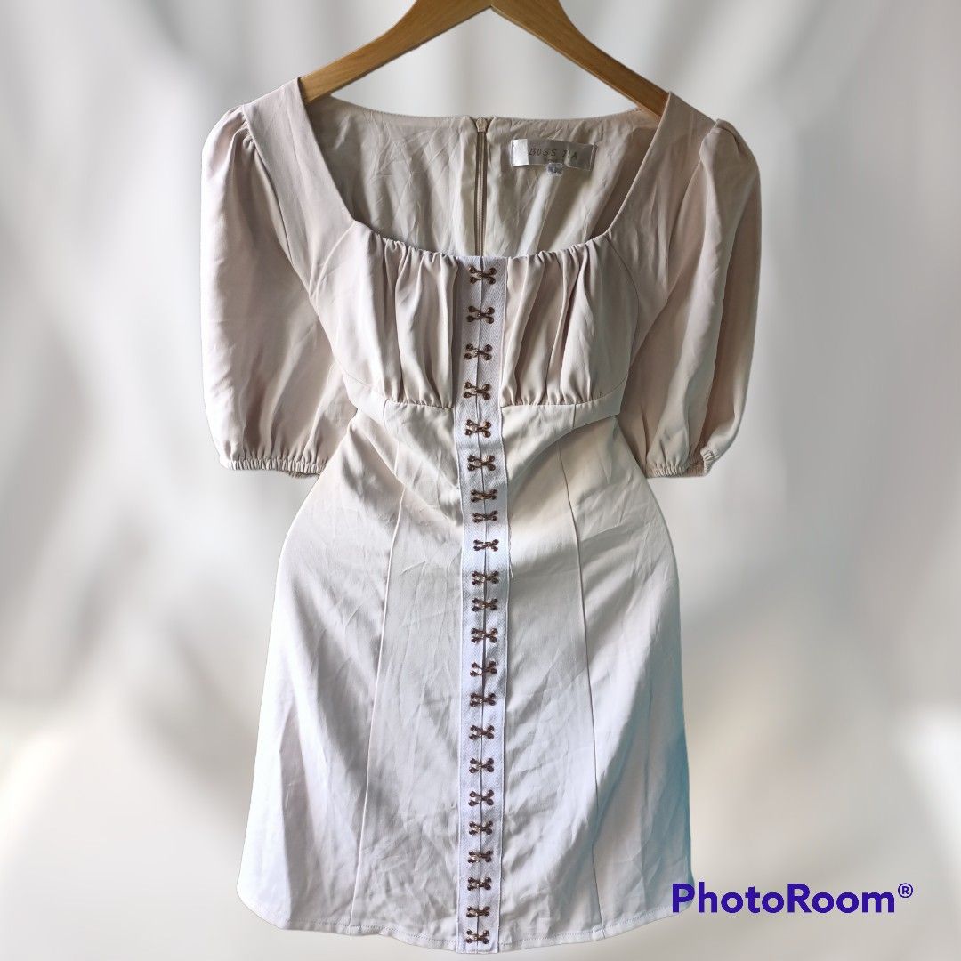 BEIGE PUFF DRESS, Women's Fashion, Dresses & Sets, Dresses on Carousell