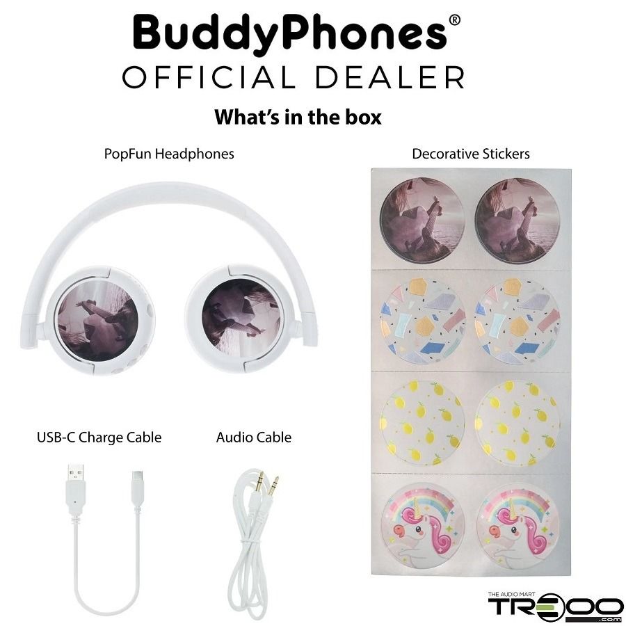 BuddyPhones POP Fun Wired/Wireless Bluetooth On-Ear Headphone with Mic ...