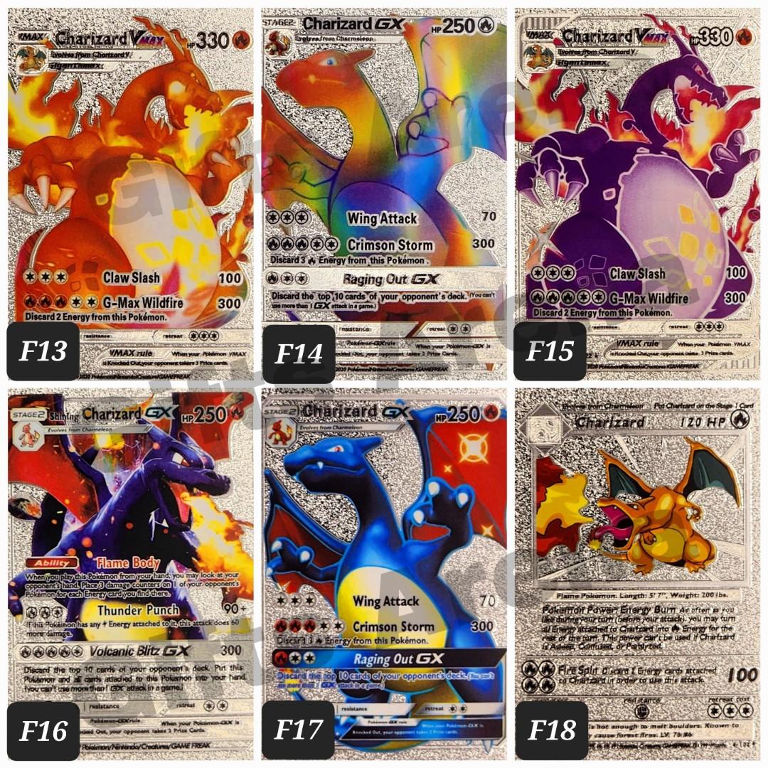 Charizard metal shiny silver pokemon card, Charizard vmax gx trading ...