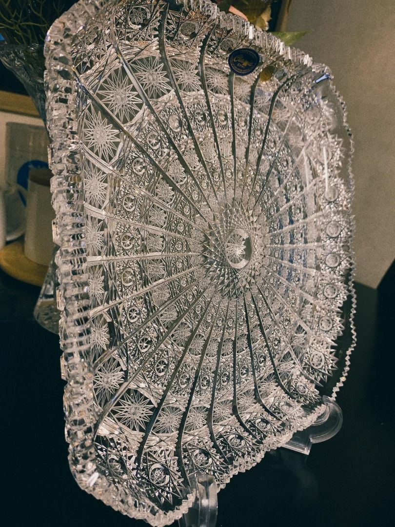CLASSIC KMEC Hand Cut Crystal Platter, Furniture & Home Living ...