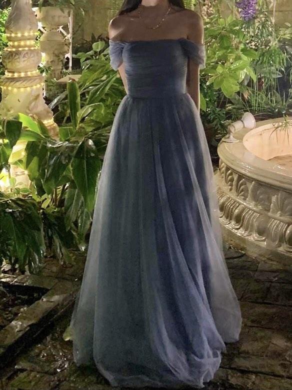 DUSTY BLUE GOWN, Women's Fashion, Dresses & Sets, Evening dresses ...