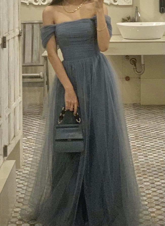 DUSTY BLUE GOWN, Women's Fashion, Dresses & Sets, Evening dresses ...