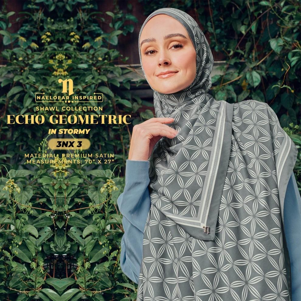 ECHO GEOMETRIC BY NAELOFAR HIJAB, Women's Fashion, Muslimah Fashion ...