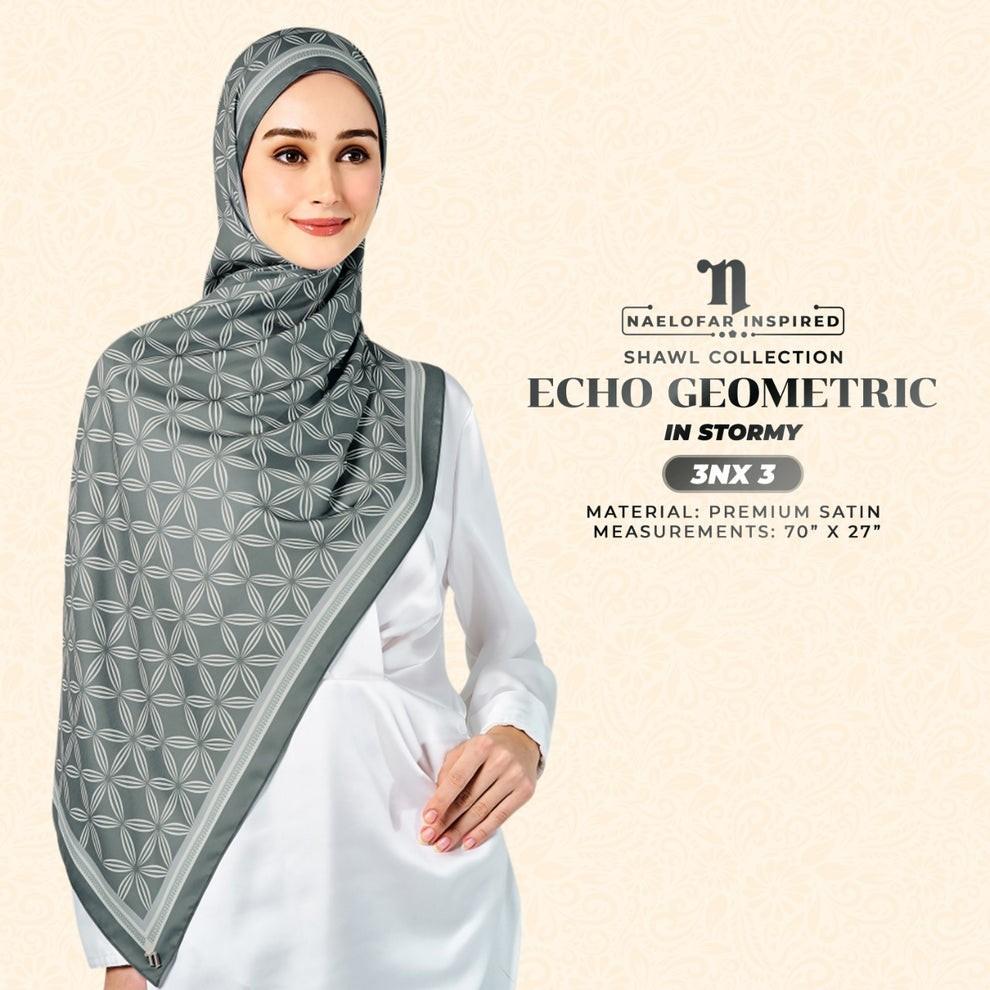 ECHO GEOMETRIC BY NAELOFAR HIJAB, Women's Fashion, Muslimah Fashion ...