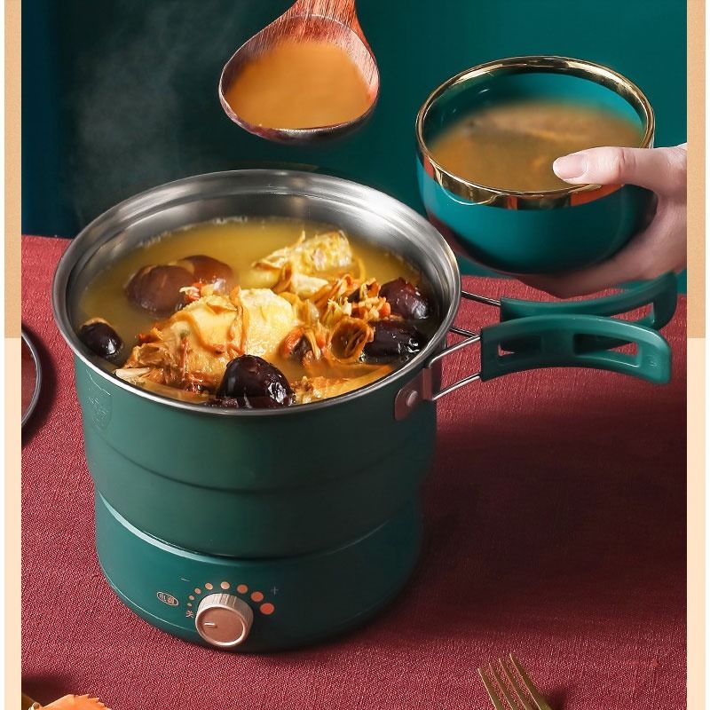 Electric Cooking Pot Foldable Multicooker Frying Pan 1.6L Hot Pot Food ...