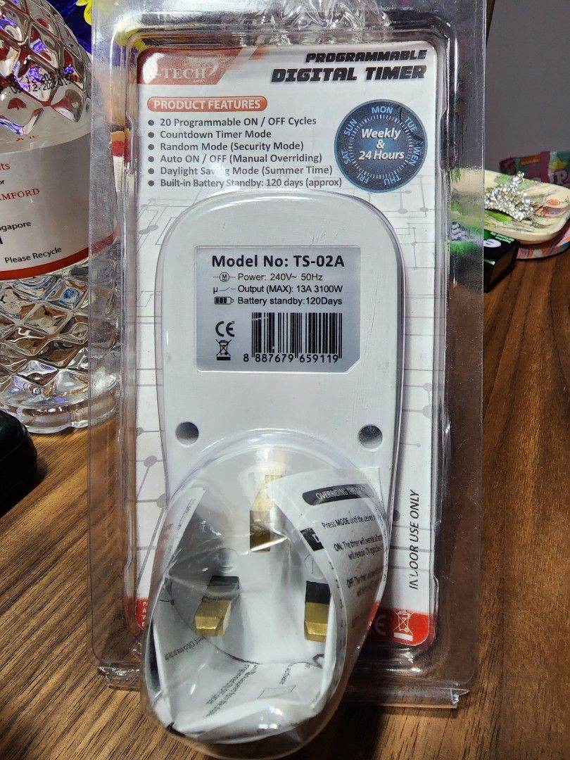 Electrical UK Power Plug Programmable Digital Timer for Switches A-Tech ATech Japan, TV & Home ...