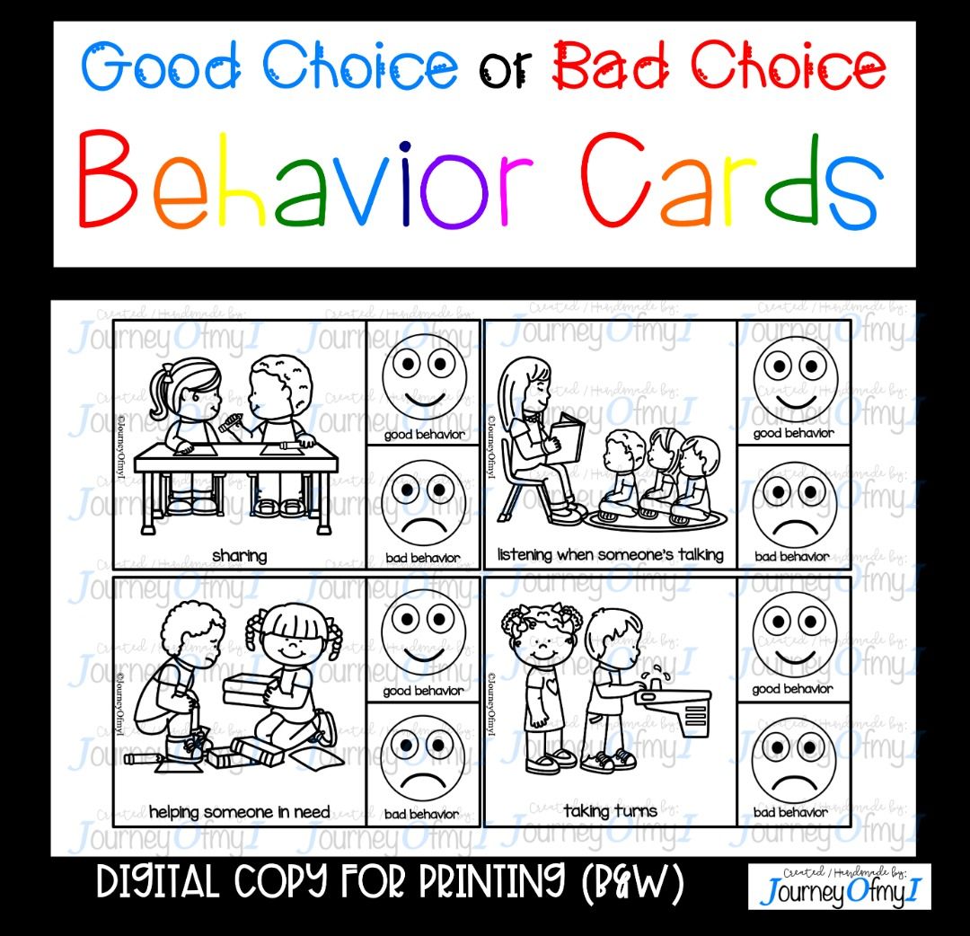 Good Choice or Bad Choice - Behavior Cards / Colouring Book / Classroom ...