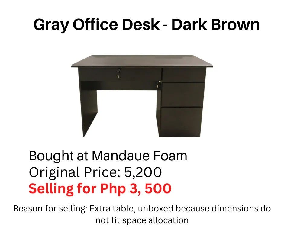 Gray Office Desk Mandaue Foam Dark Brown, Furniture & Home Living ...