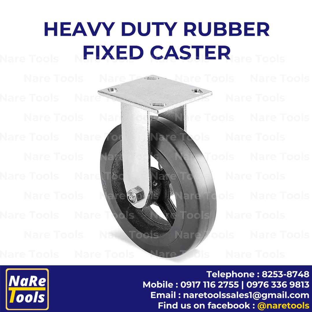 Heavy Duty Rubber Caster - Fixed (HBRF), Commercial & Industrial ...
