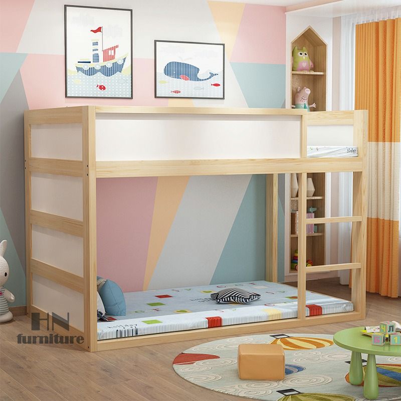 High and low bed and mother bed economic full solid wood ladder bed of ...