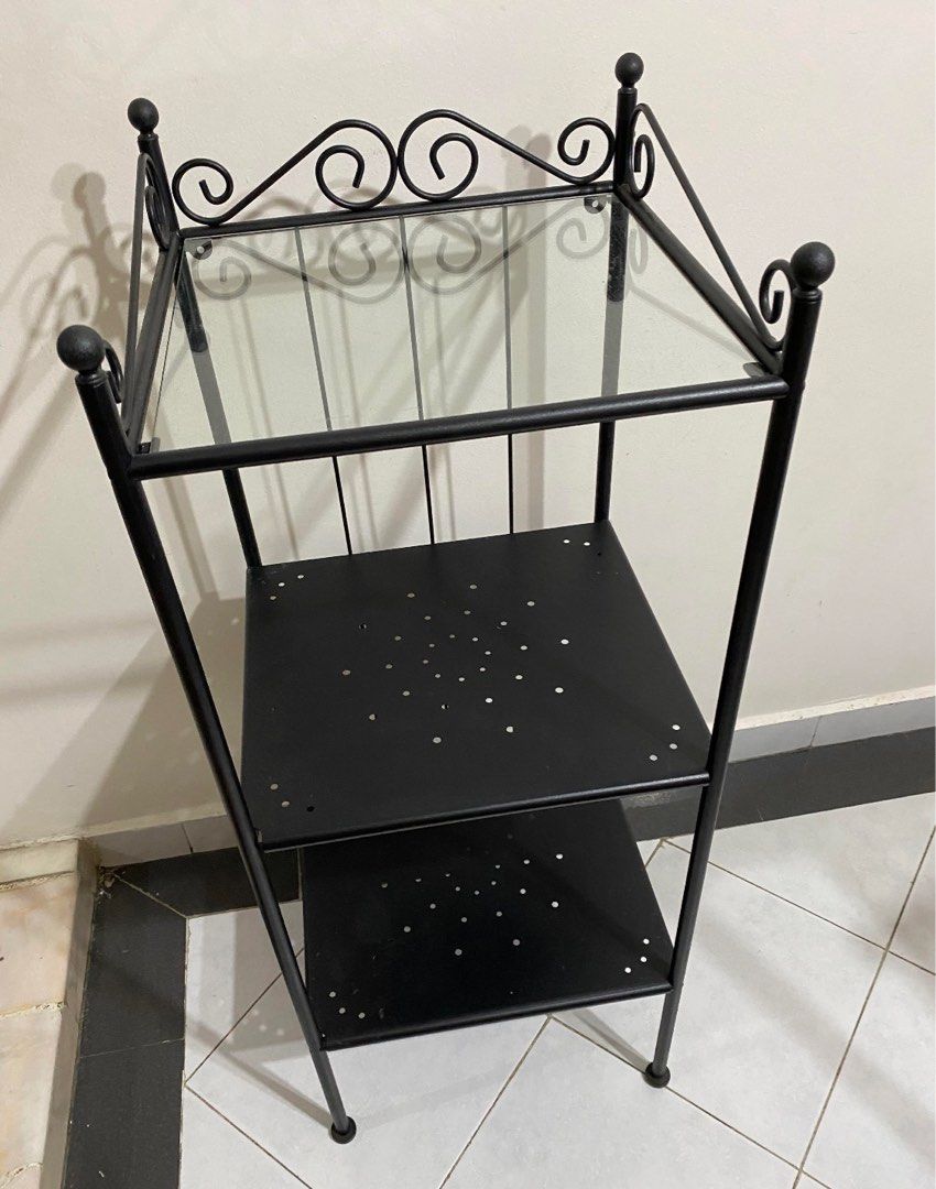 IKEA 3 tier display metal rack with glass top, Furniture & Home Living ...