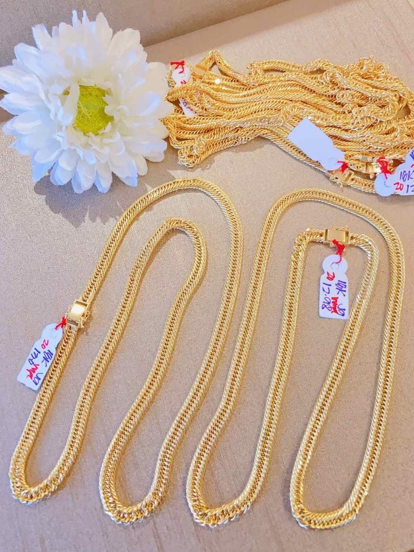 K18 gold double lock Chain Necklace, Women's Fashion, Jewelry ...