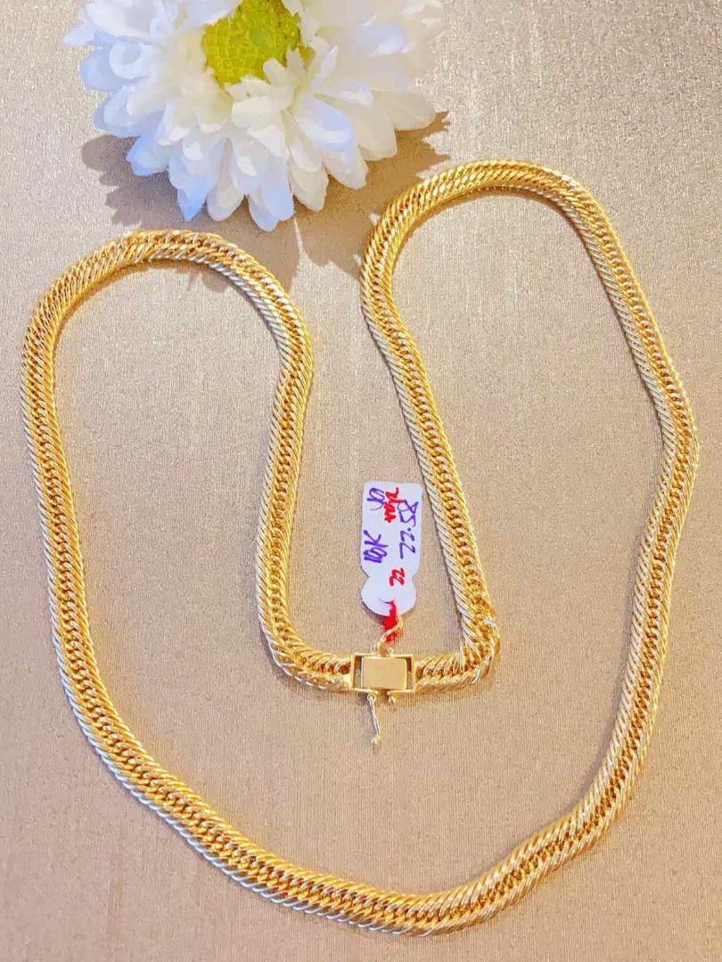 K18 gold double lock Chain Necklace, Women's Fashion, Jewelry ...