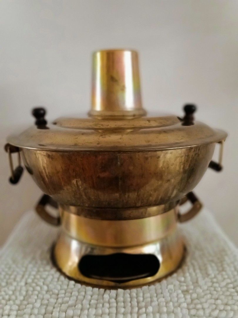 Korean hot pot, brass cooker, vintage warmer, Serving Pan, Copper ...