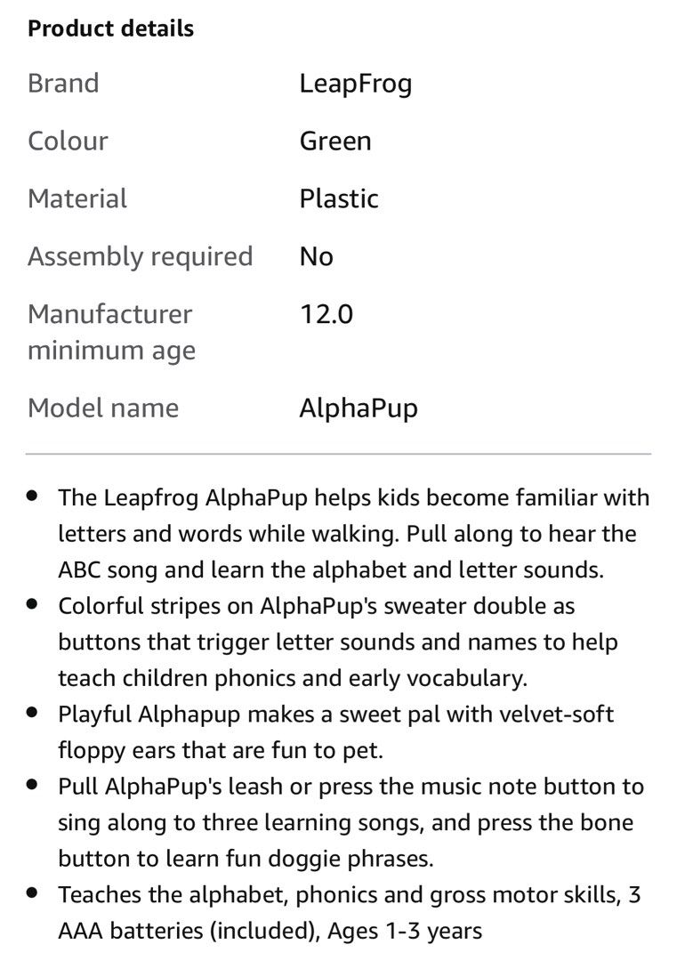 Leapfrog AlphaPup, Babies & Kids, Infant Playtime on Carousell