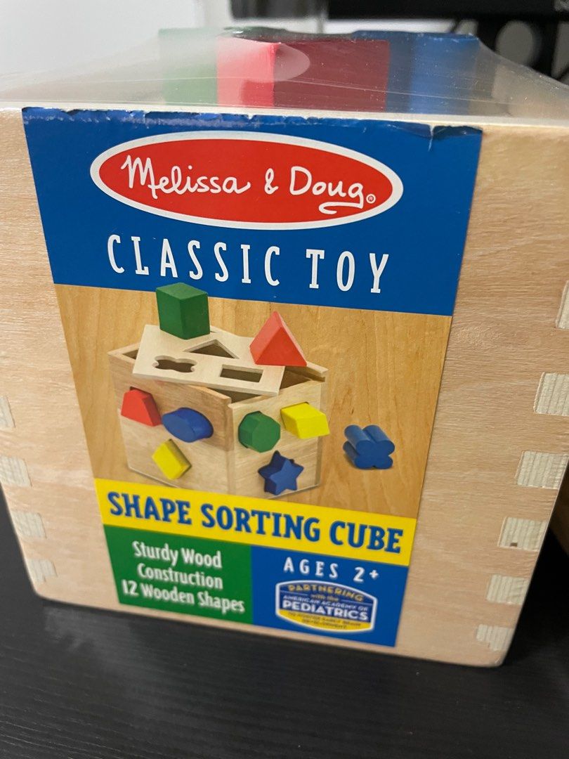 Melissa & Doug Shape Sorting Cube - Classic Wooden Toy With 12 Shapes ...