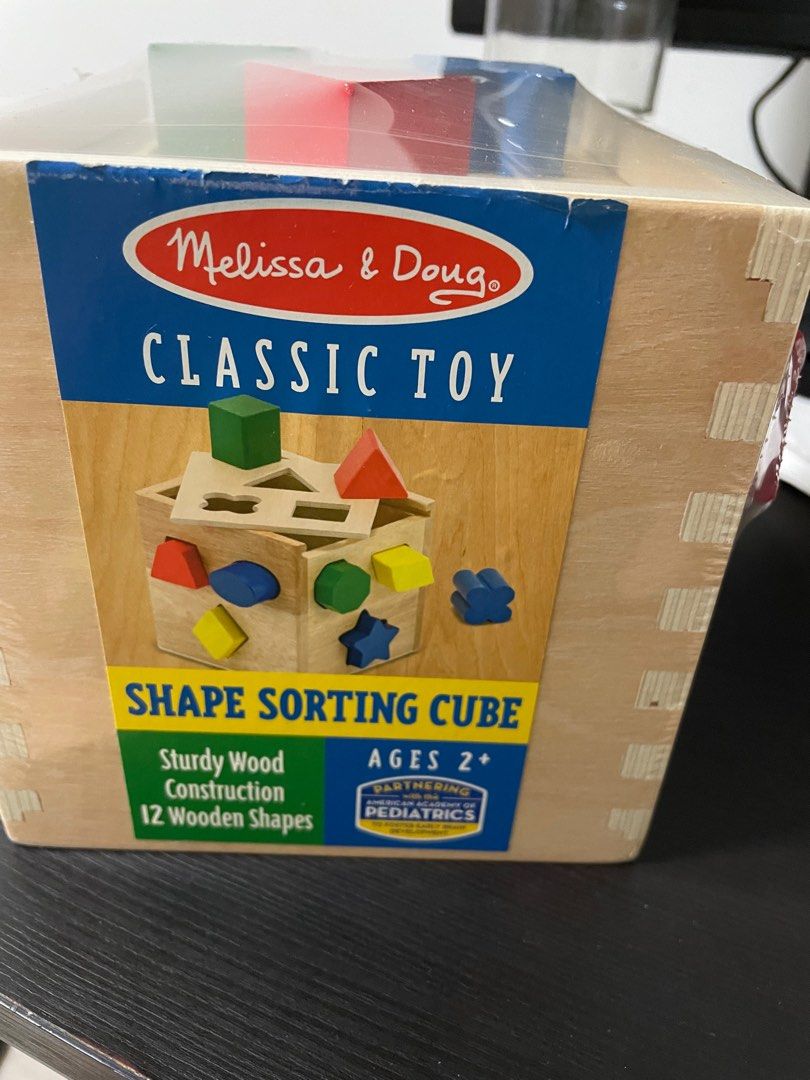 Melissa & Doug Shape Sorting Cube - Classic Wooden Toy With 12 Shapes ...