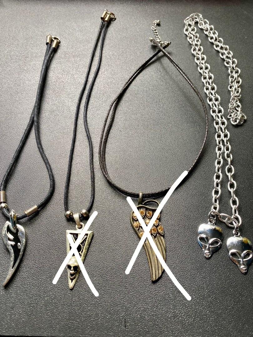 Men Necklaces (alien/ skeleton/ feather wing/ leopard jaguar ring set ...
