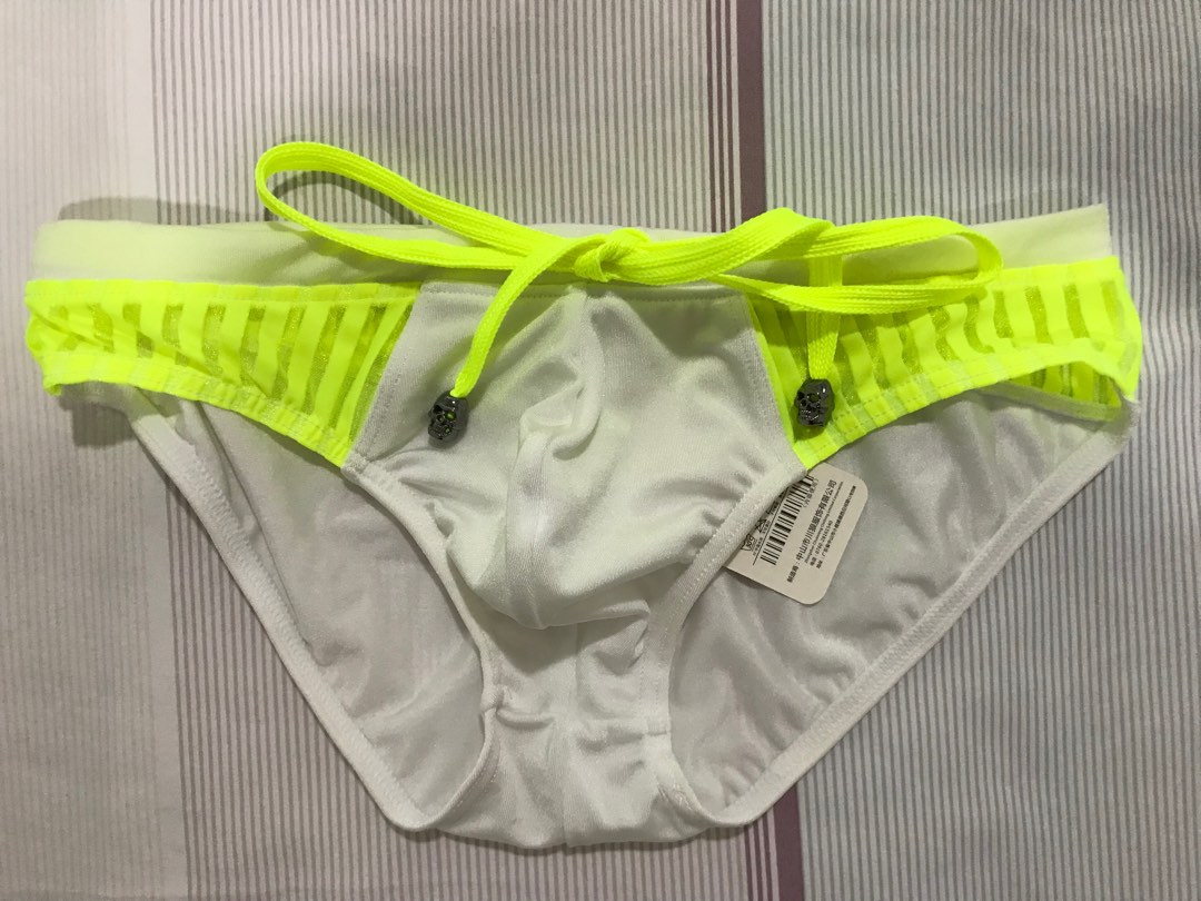 Mens semi-mesh swim brief, Men's Fashion, Bottoms, Swim Trunks & Board ...