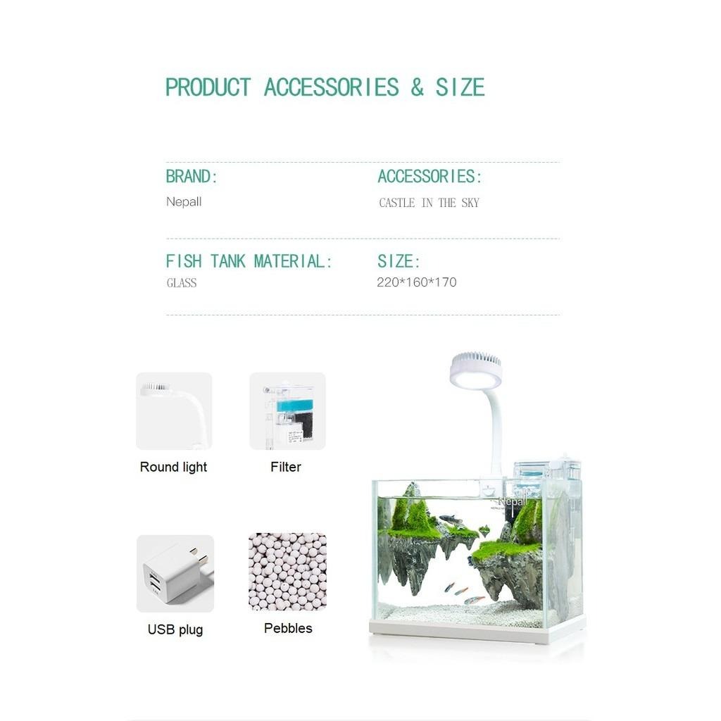 Mini fish tank set, all in one fish tank set, starter kit with deco ...