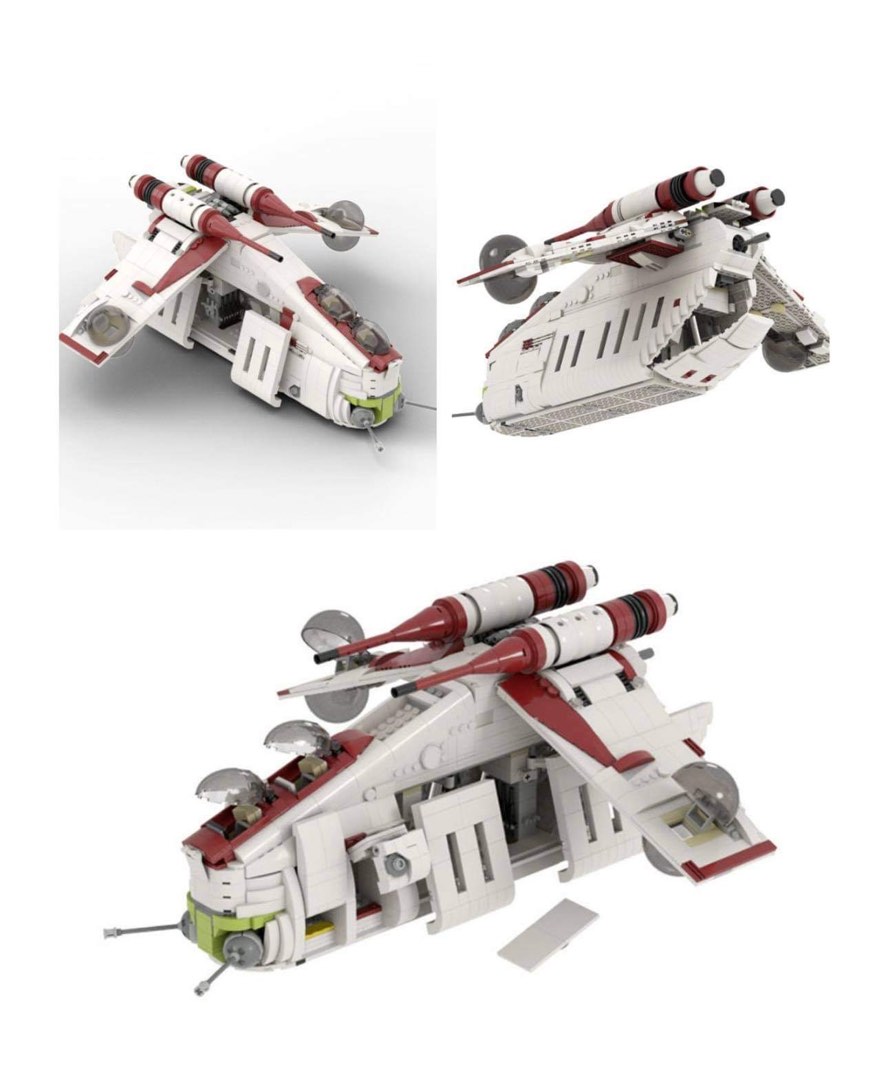 MOC Star Wars Republic Gunship Custom MOC 1707pcs + 10 Phase 1 Clones ...