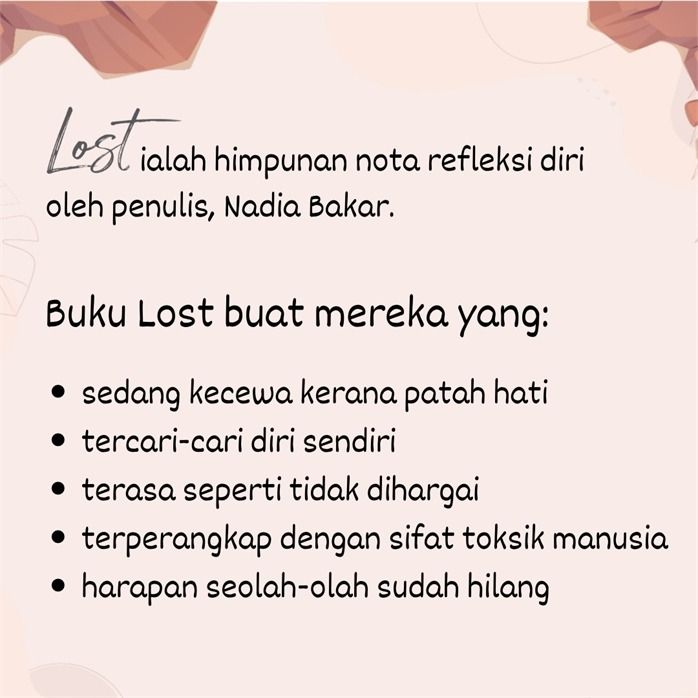 [MR] MUST READ Lost: Nota Refleksi Diri (Buku Motivasi) — Nadia Bakar ...