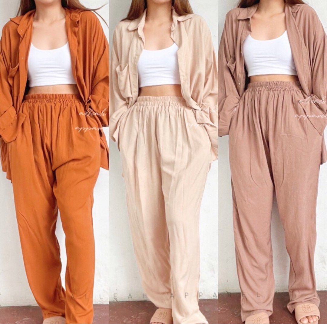 Nude Pink & Rust Brown Coordinates, Women's Fashion, Dresses & Sets ...