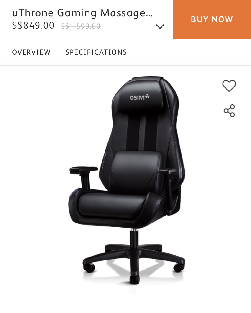 Osim Uthrone Gaming Chair, Furniture & Home Living, Furniture, Chairs ...